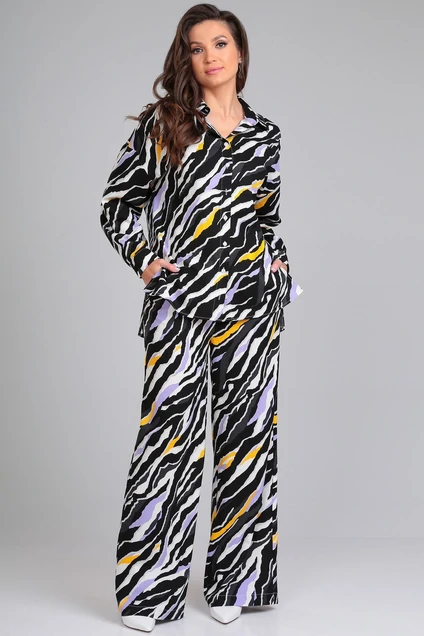 Костюм брючный 21271 фиолетовый + зебра LeNata купить в интернет магазине Велесмода